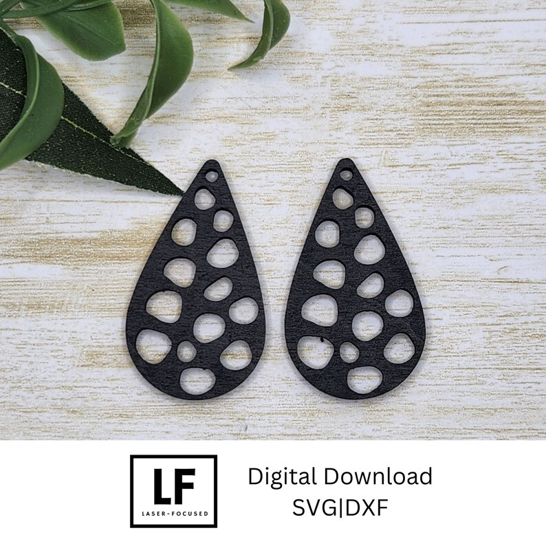 Pebbles and Stones Teardrop Earring SVG File for Laser Cut Wood ...
