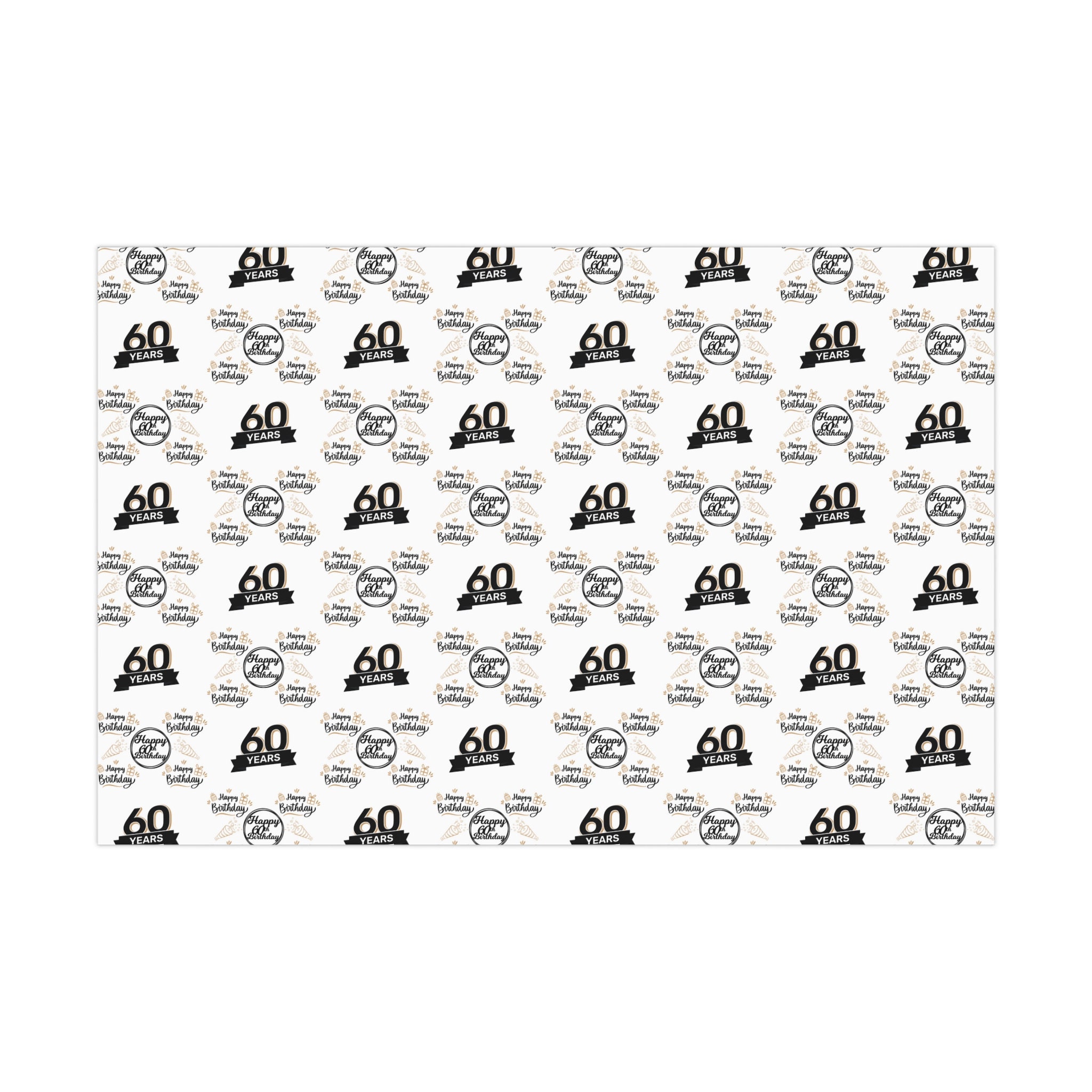 60th Birthday Gift Wrapping Paper Rolls, 60th Birthday Gift Paper for ...