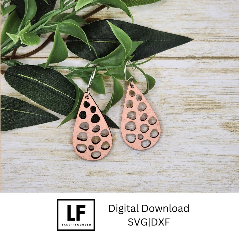 Pebbles and Stones Teardrop Earring SVG File for Laser Cut Wood ...