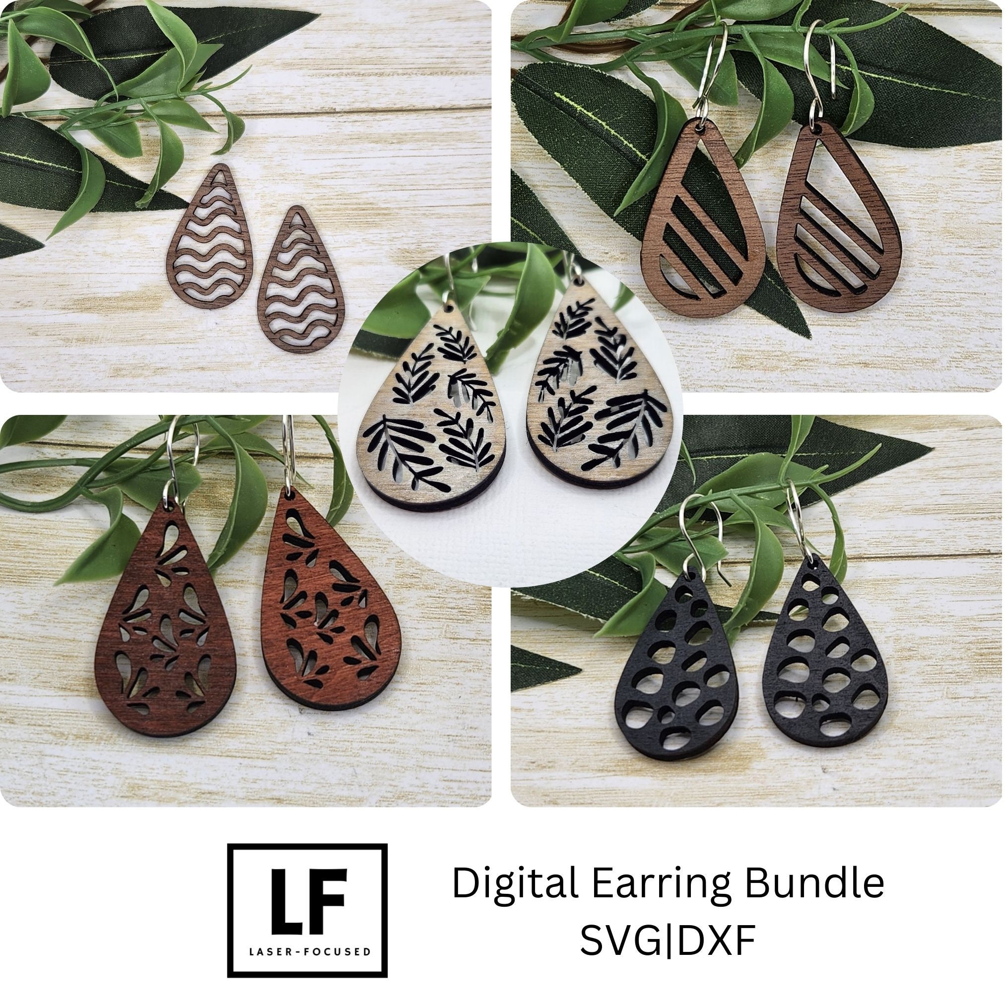 Teardrop Dangle Earring SVG Bundle File Digital Download, Laser Cut ...
