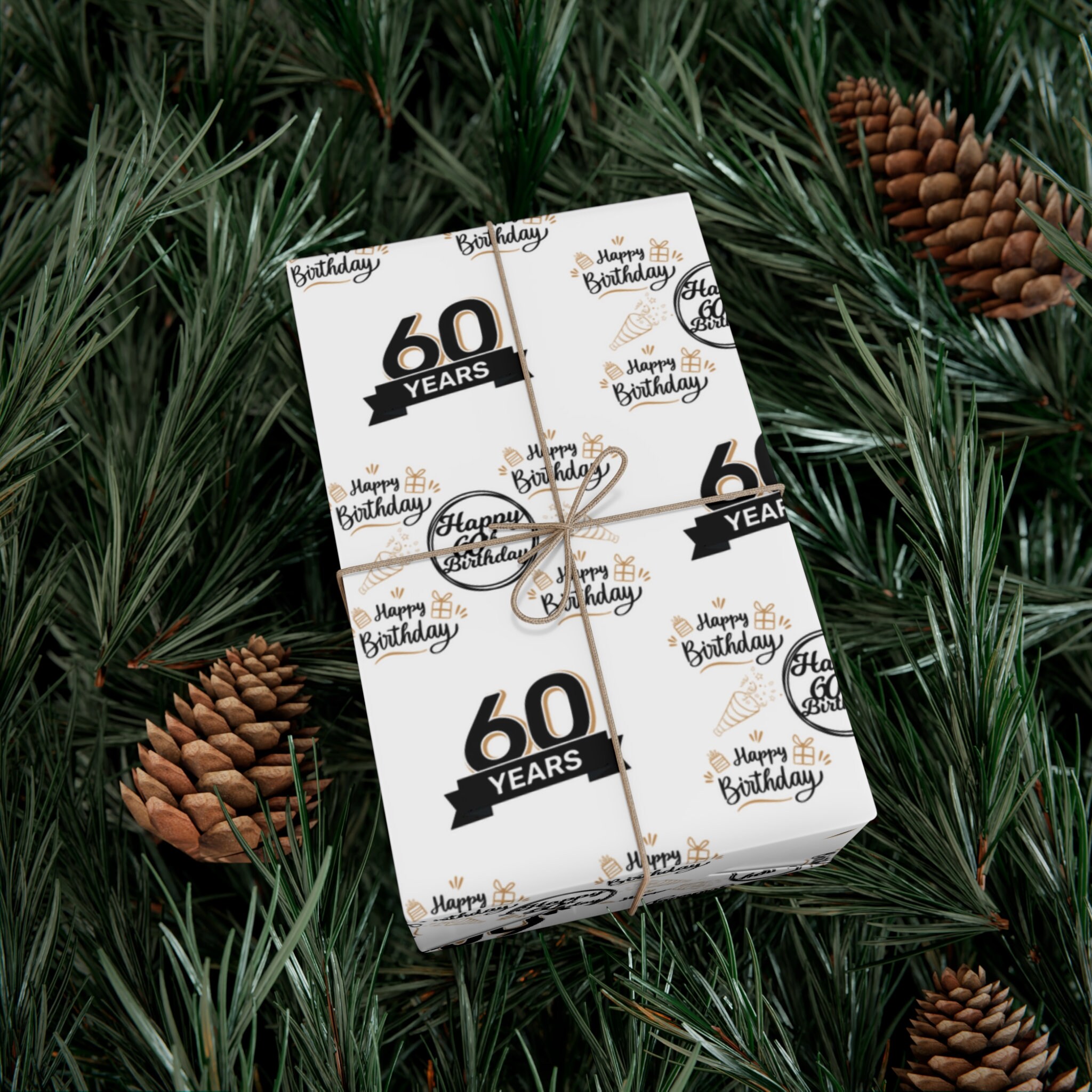 60th Birthday Gift Wrapping Paper Rolls, 60th Birthday Gift Paper for ...