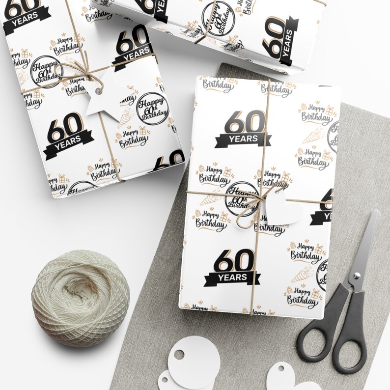 60th Birthday Gift Wrapping Paper Rolls, 60th Birthday Gift Paper for ...