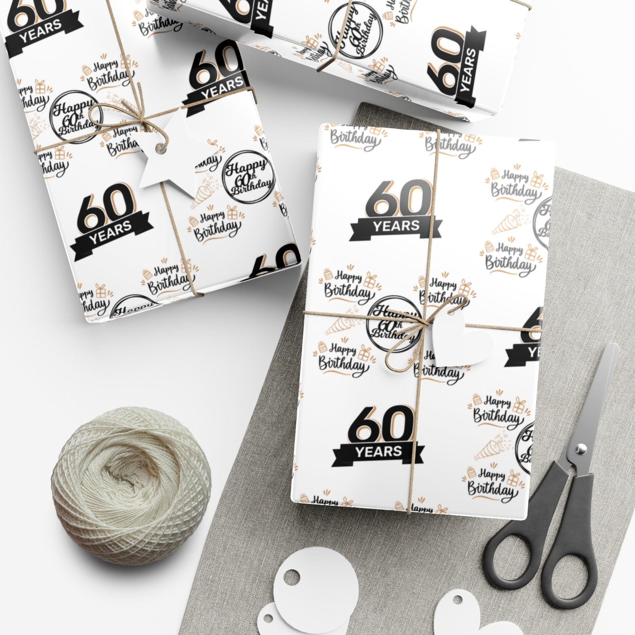 60th Birthday Gift Wrapping Paper Rolls, 60th Birthday Gift Paper for ...