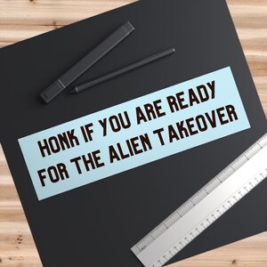Aliens Bumper Sticker, UFO Car Decal, Cute Alien Car Sticker, Cryptid ...
