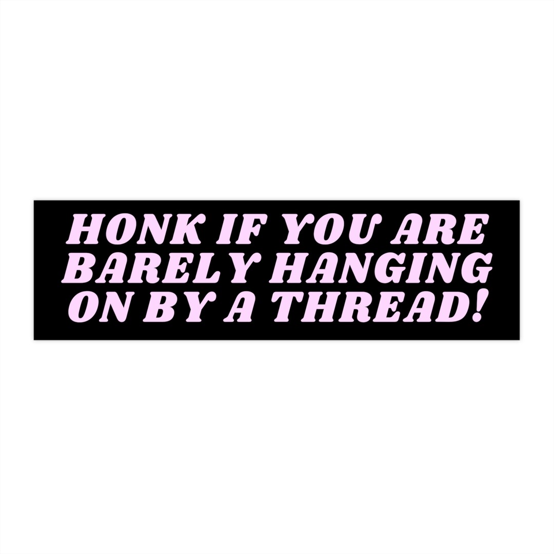 Barely Hanging on Bumper Sticker Gen Z, Funny Car Sticker Decal, Hit Me ...