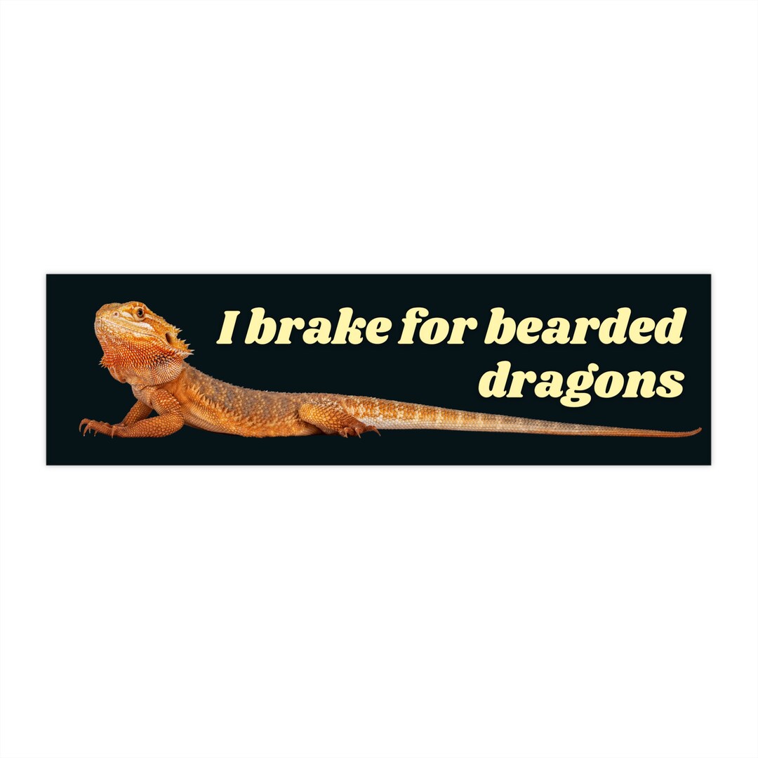 Bearded Dragon Bumper Sticker, I Brake for Bearded Dragons, Cute Car ...