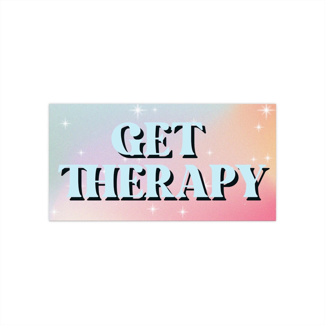 Get Therapy Positive Bumper Sticker, Cute Aesthetic Car Decal, Gifts ...