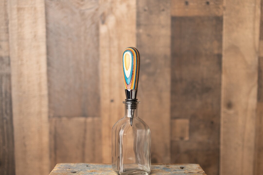 Handmade Wine Bottle Stopper - Spectraply, Orange/white/blue/purple - Etsy