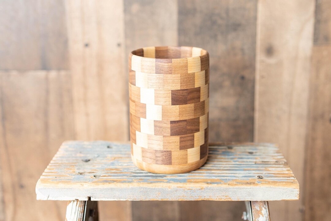 Handmade Segmented Pen and Pencil Cup Walnut and Maple - Etsy