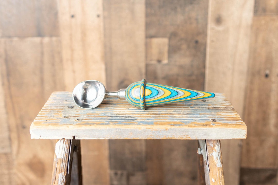 Handmade Ice Cream Scoop Spectraply, Orange/turquoise/charcoal - Etsy