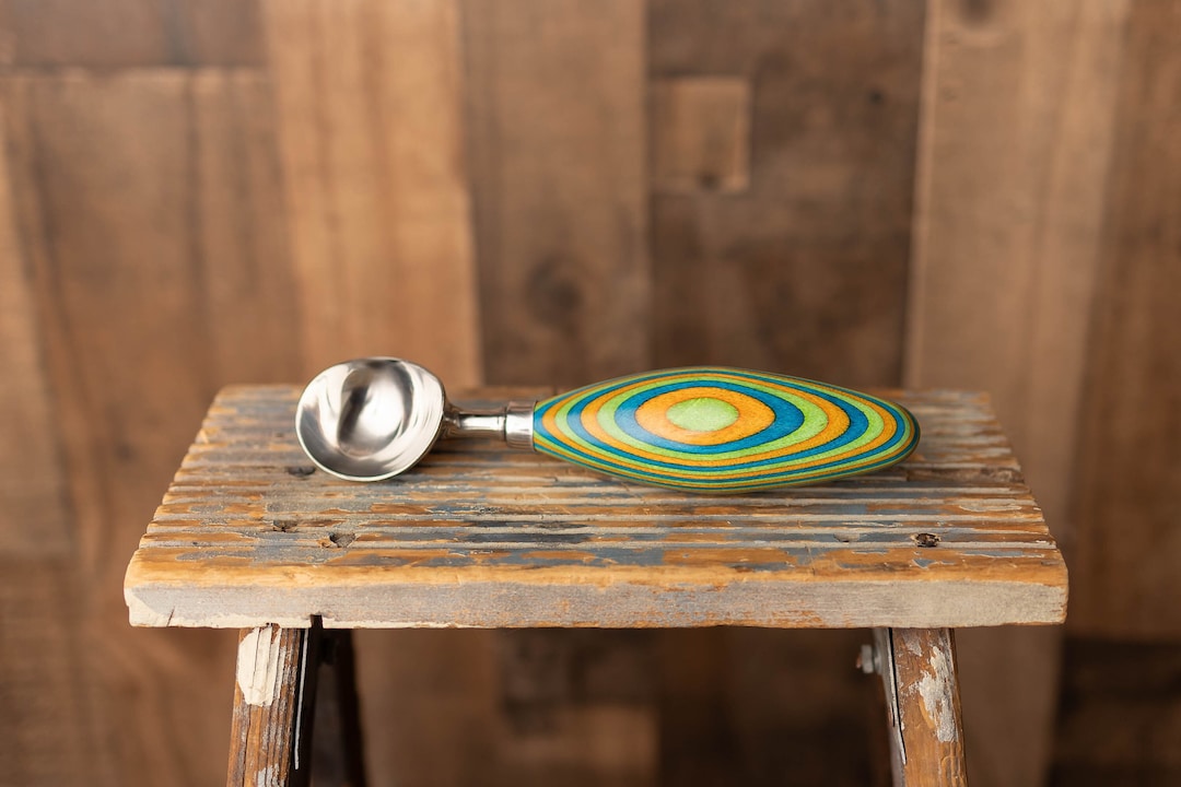 Handmade Ice Cream Scoop - Spectraply, Green/orange/glue - Etsy