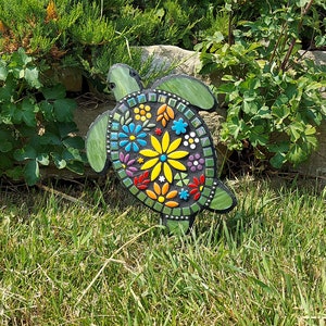 Mosaic Sea Turtle Yard Art in Green - Etsy