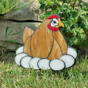 Mosaic Chicken With Eggs Yard Art - Etsy