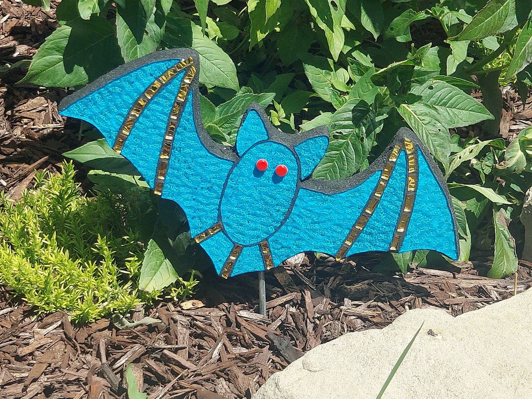 Mosaic Bat Yard Art in Blue - Etsy