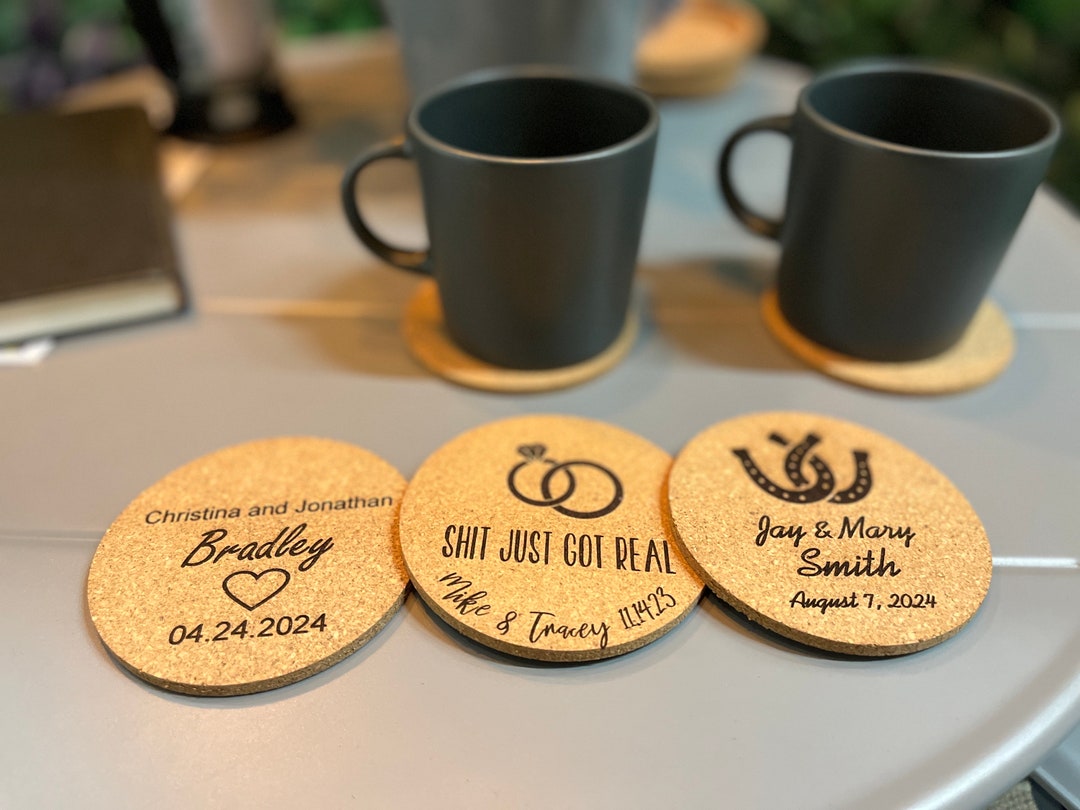 Personalized Cork Coasters, Monogrammed Drink Coaster, Round Beverage ...