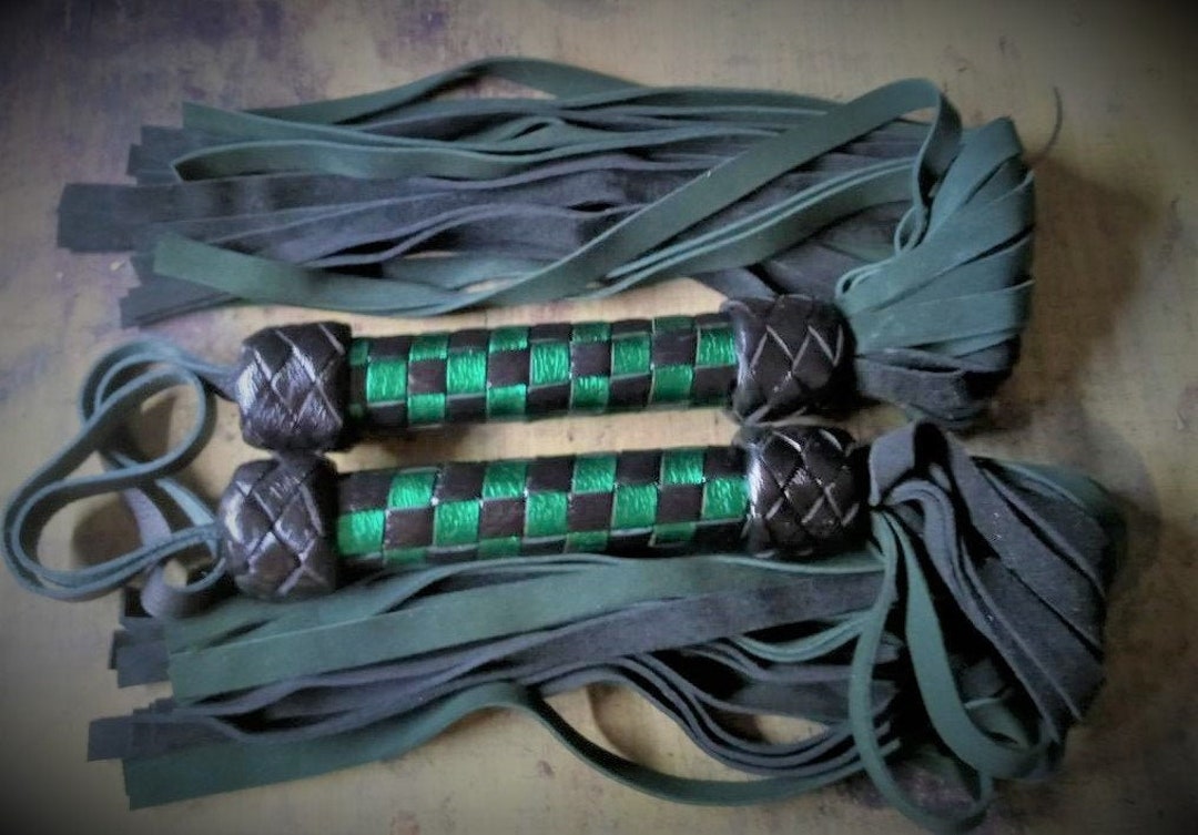 2 Green/black Florentine Floggers. matched Pair - Etsy