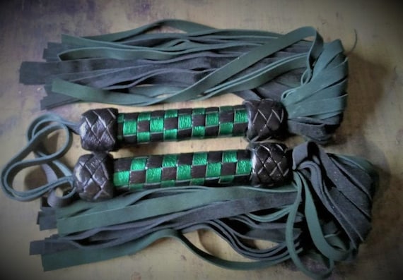 2 Green/black Florentine Floggers. matched Pair - Etsy