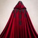 Red Hooded Cloak Vintage Long Capes Velvet Halloween Costumes Viking ...