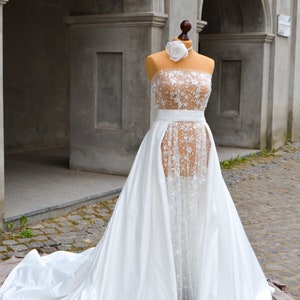 Detachable Train Long Train Dress Bridal Satin Detachable Train Wedding ...