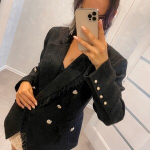 Tweed Suit Women Business Suit Black Jacket Business Tweed Suit Jacket ...