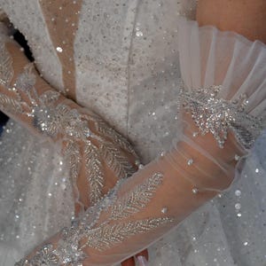Long Bridal Gloves Fingerless Gloves Bridal Mittens Modern Long Wedding ...