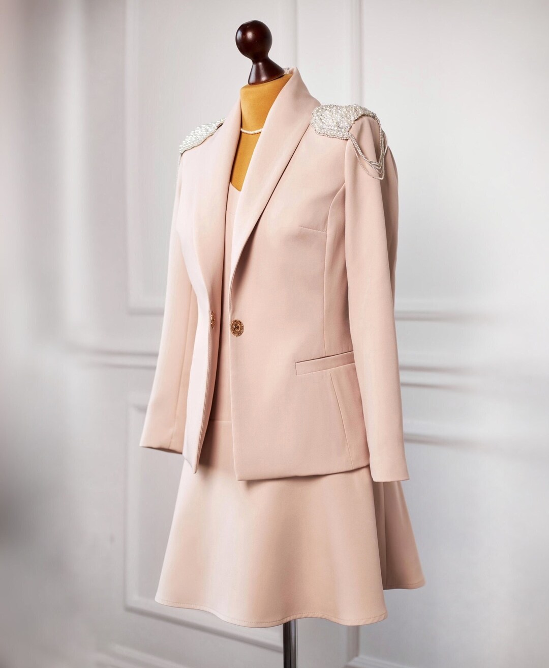 Women Suit Set Business Suit Stylish Suit Dress and Jacket Pink Suit ...