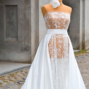 Detachable Train Long Train Dress Bridal Satin Detachable Train Wedding ...