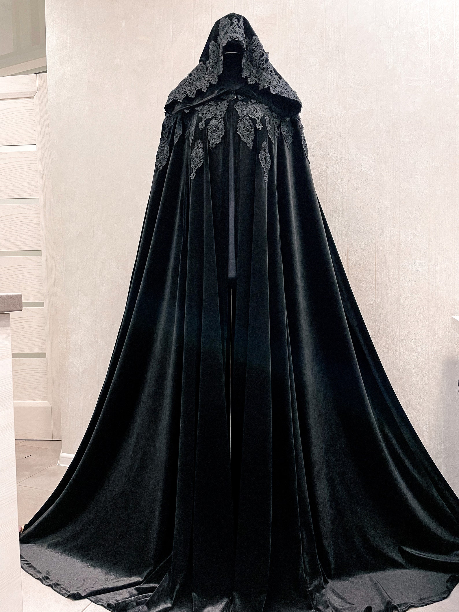 Black Cape Halloween Velvet Cloak Theater Cloak Hooded Cloak - Etsy