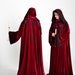 Vintage Red Velvet Hooded Cloak for Halloween Costumes and Medieval ...
