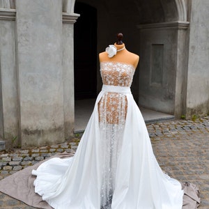 Detachable Train Long Train Dress Bridal Satin Detachable Train Wedding ...