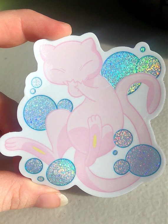 Cute Sparkly Mew Sticker - Etsy
