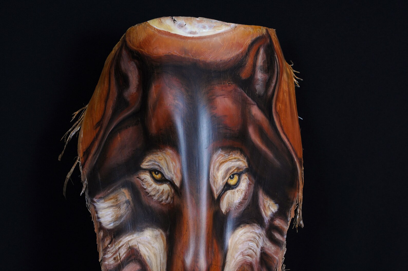 Wolf 3D Wall Art, Original, Mixed Media, Palm Frond Mask Painting ...