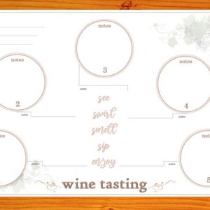 Wine Tasting Mat for 5 Glasses - Classic Style (IMMEDIATE DOWNLOAD) - Etsy