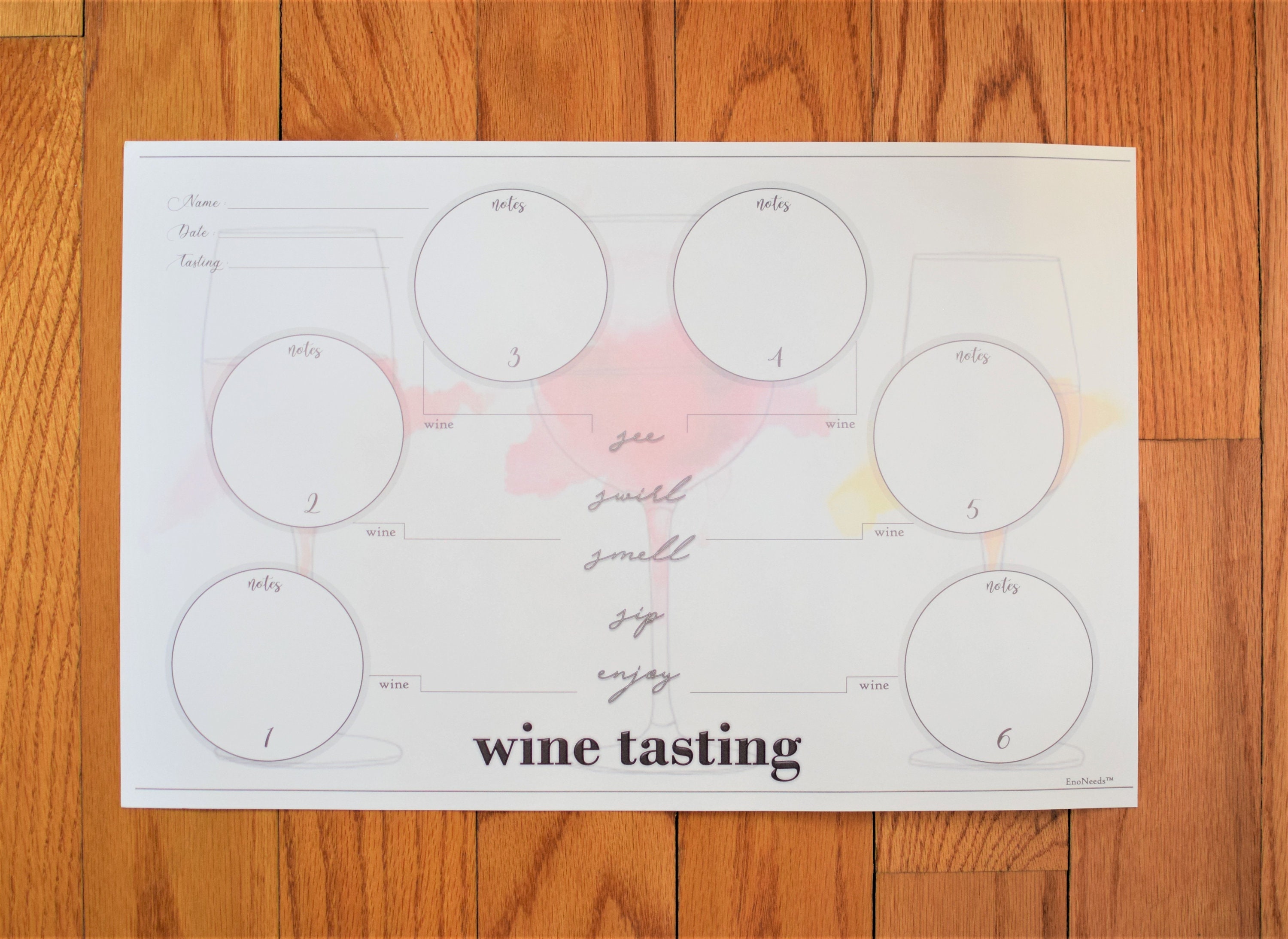 Wine Tasting Mat for 6 Glasses - MODERN Style (IMMEDIATE DOWNLOAD) - Etsy