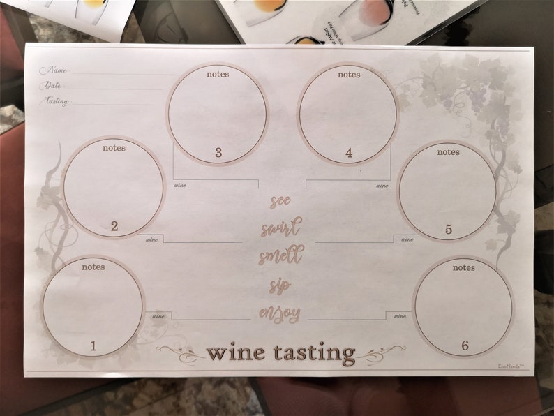 Wine Tasting Mat for 6 Glasses - Classic Style (IMMEDIATE DOWNLOAD) - Etsy