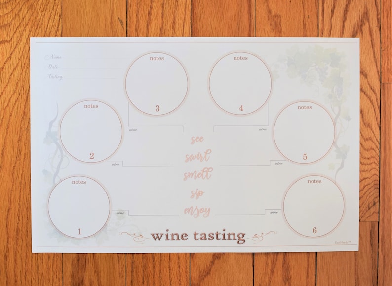 Wine Tasting Mat for 6 glasses Classic Style | Etsy