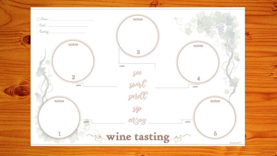 Wine Tasting Mat for 5 Glasses - Classic Style (IMMEDIATE DOWNLOAD) - Etsy