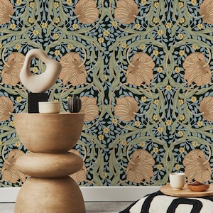 Vintage William Morris Wallpaper / Peel and Stick Wallpaper Removable ...