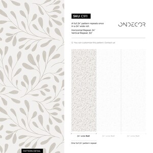 Beige Boho Leaf Wallpaper / Peel and Stick Wallpaper Removable ...