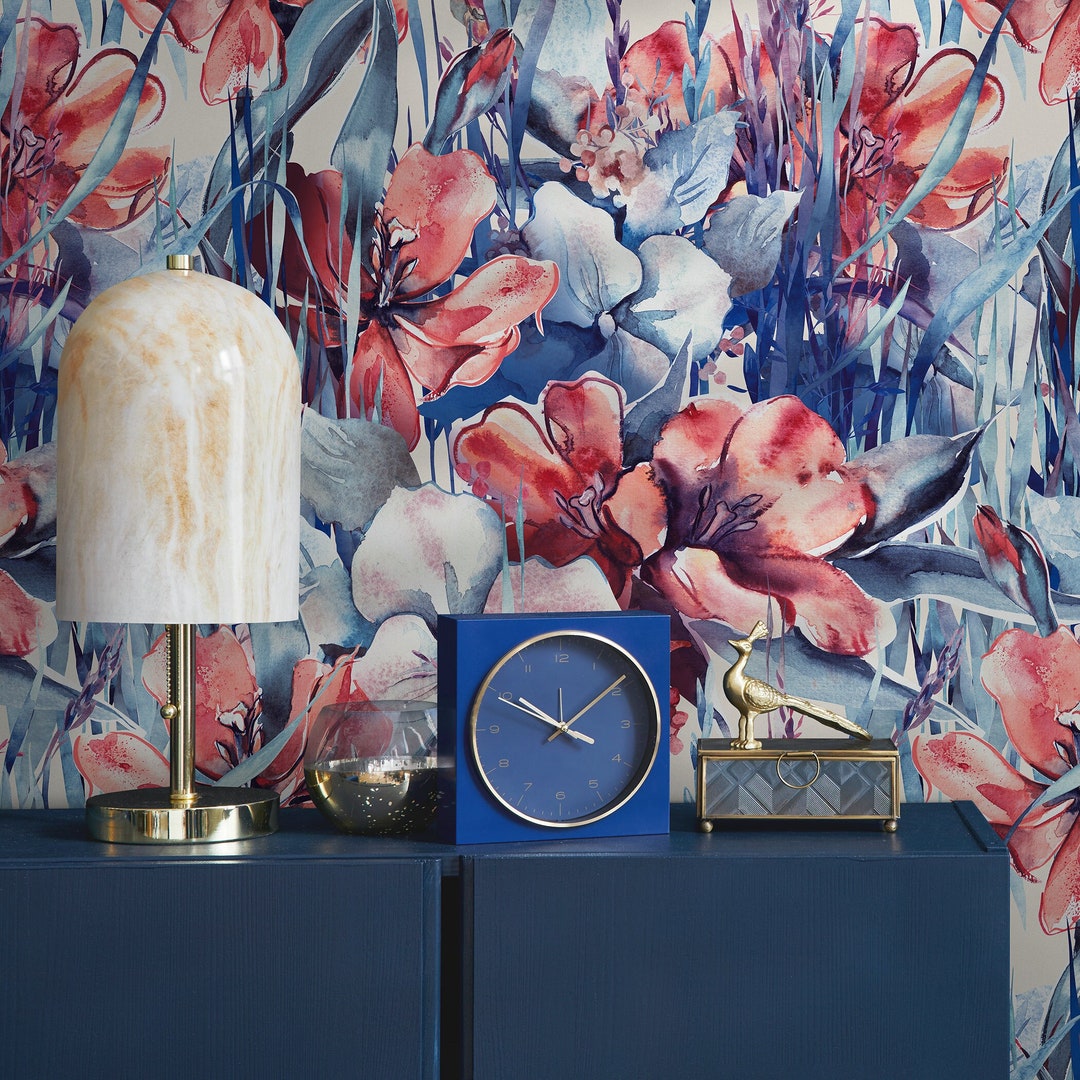 Flower Wallpaper - Removable Wallpaper Peel and Stick Wallpaper Wall ...