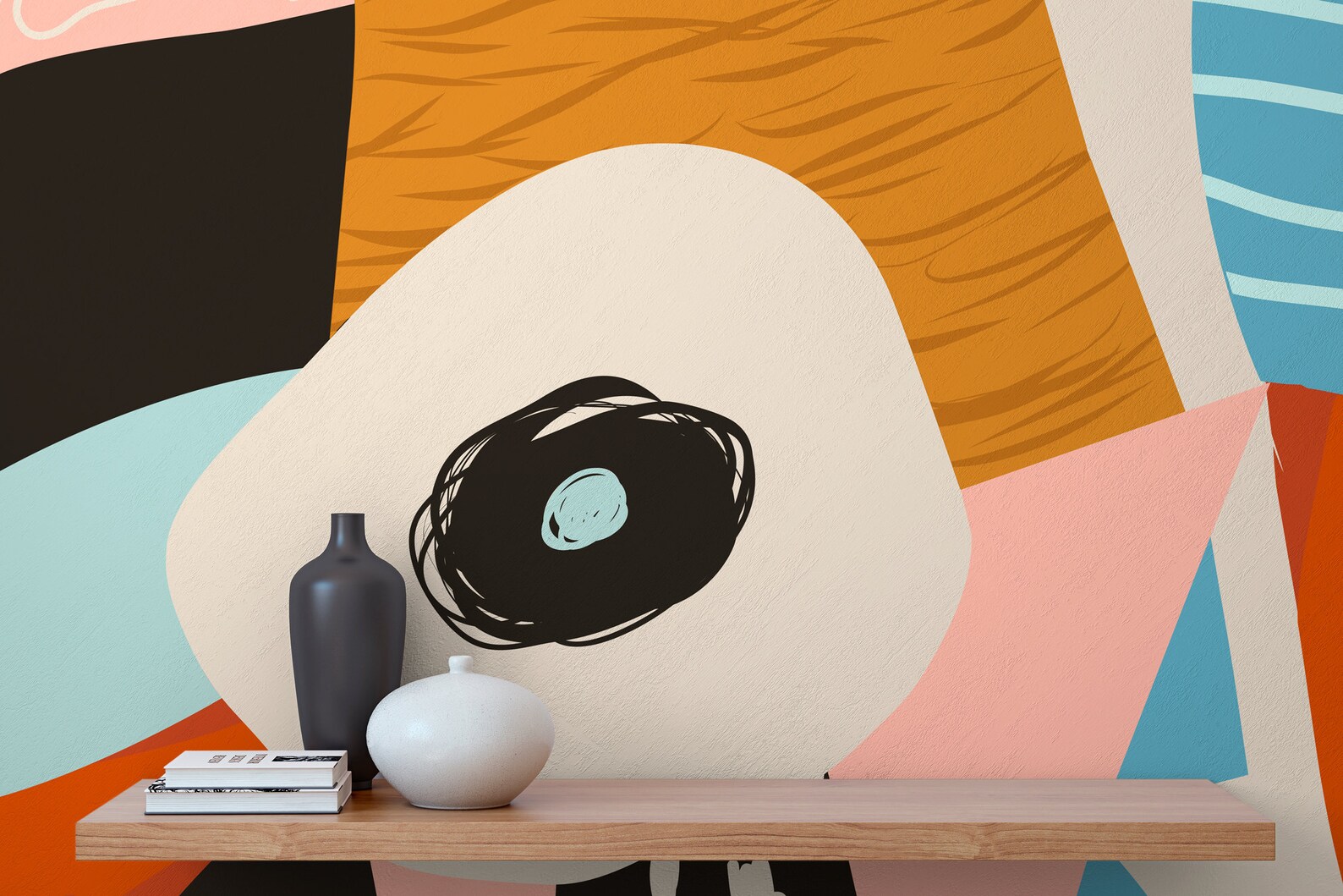 Abstract Figures Wallpaper Removable Wallpaper Peel and - Etsy
