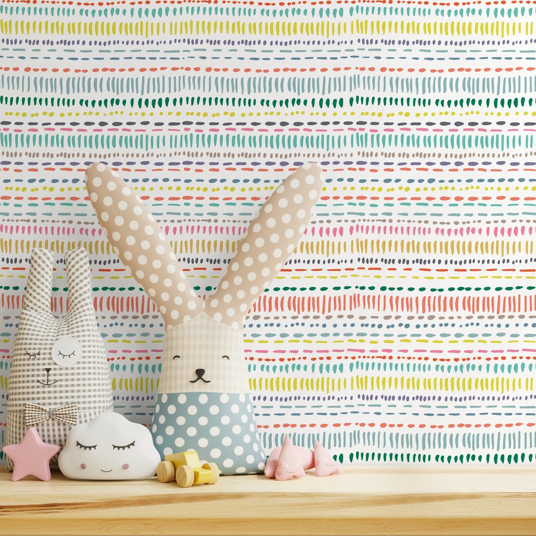 Colorful Striped Wallpaper Kids Playroom Wallpaper Peel and Stick and ...