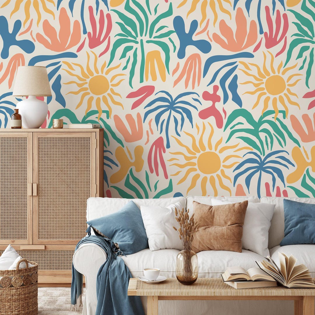 Tropical Retro Wallpaper - D248 - Etsy