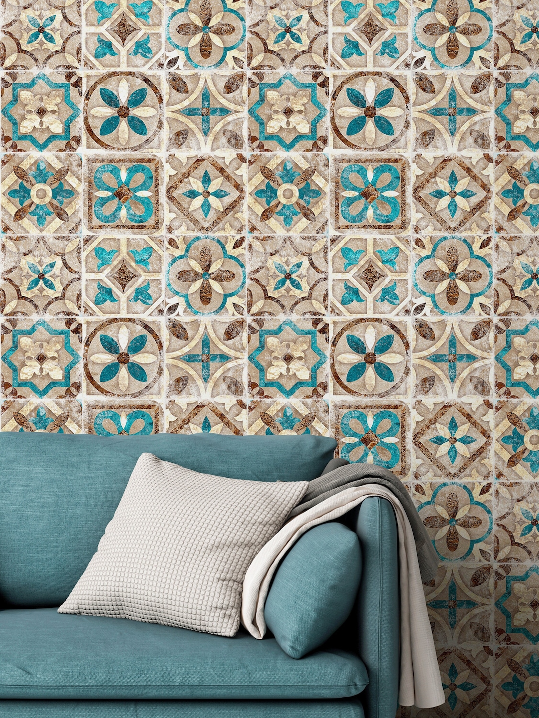 Portuguese Tile Wallpaper Geometric Wallpaper Moroccan Wallpaper ...