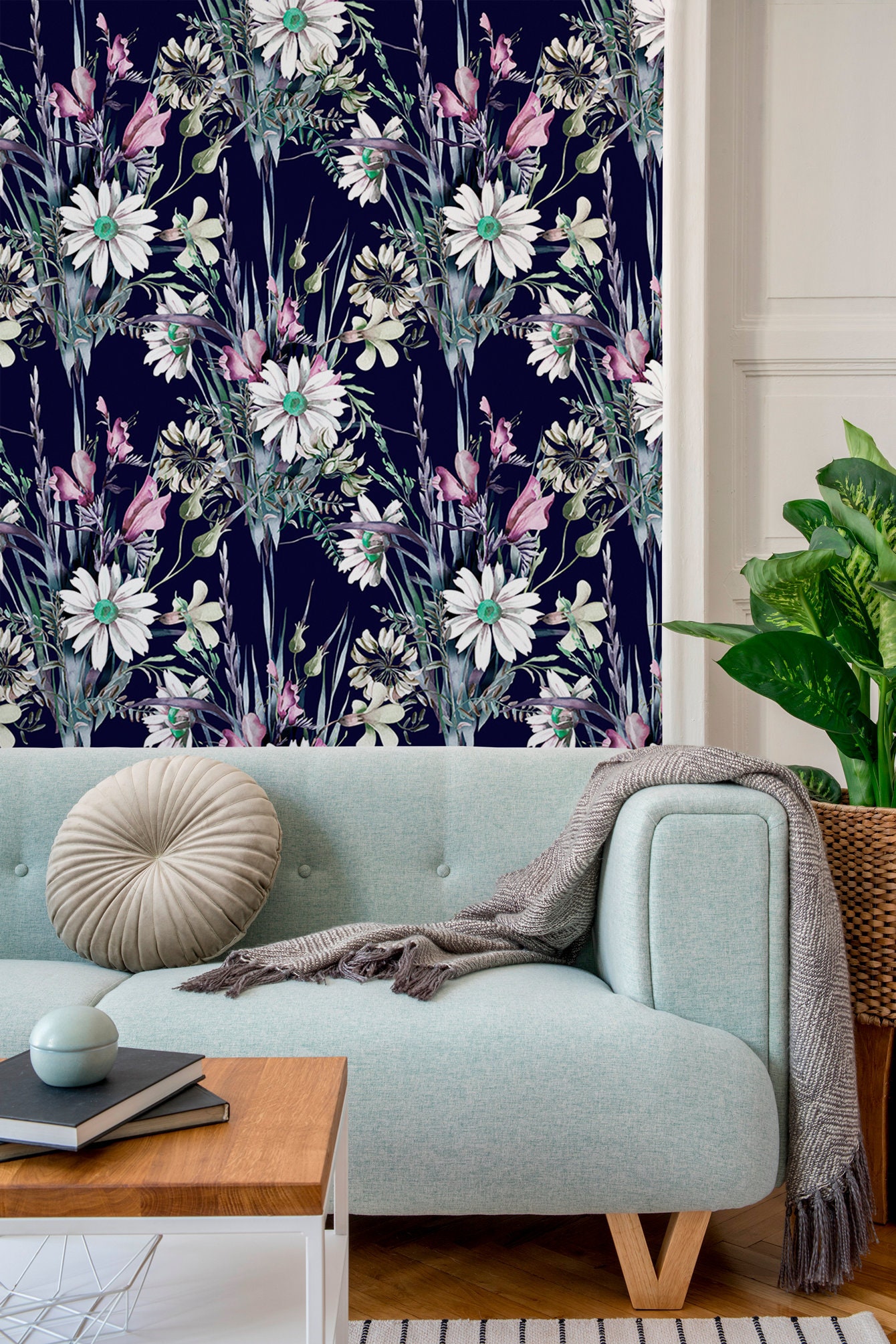 Flower Wallpaper Removable Wallpaper Peel and Stick | Etsy