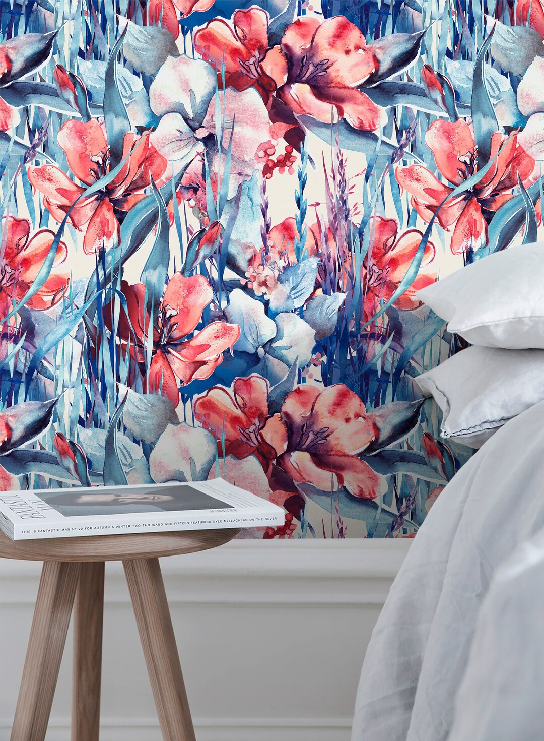 Flower Wallpaper Removable Wallpaper Peel and Stick Wallpaper Wall ...