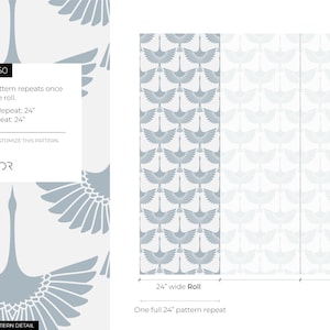 Light Blue Swan Birds Wallpaper / Peel and Stick Wallpaper Removable ...
