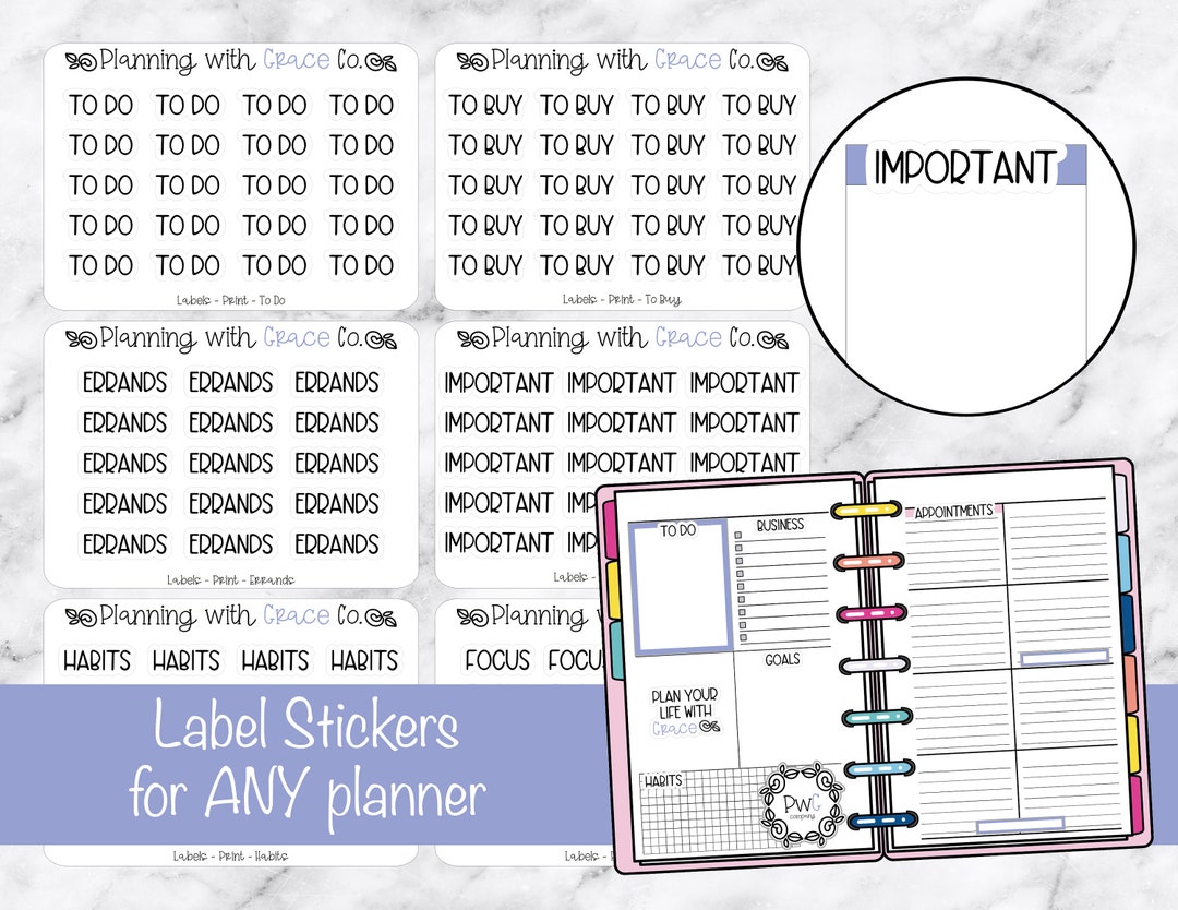 Print 1 Label Planner Stickers PRINTABLE - Etsy