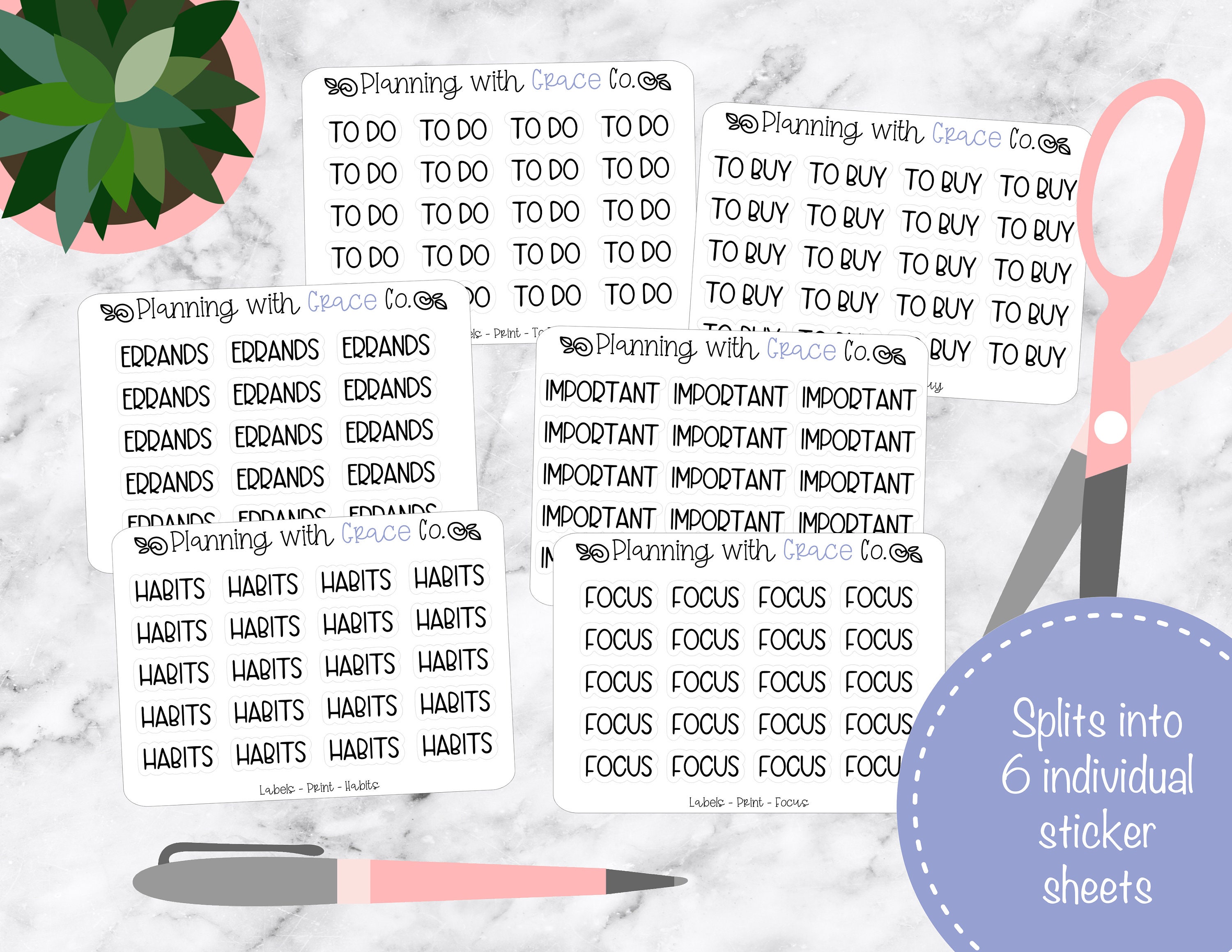 Print 1 Label Planner Stickers PRINTABLE - Etsy