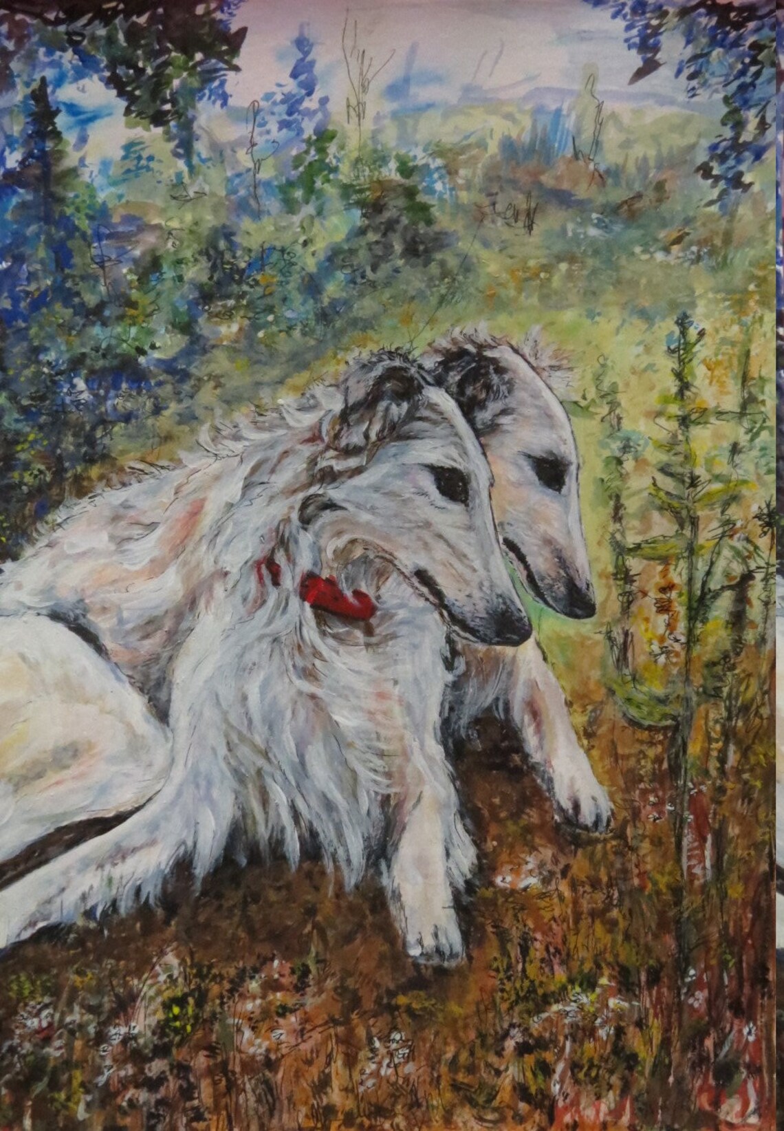 Borzoi painting prints set of three. Borzoi wall art. Borzoi | Etsy